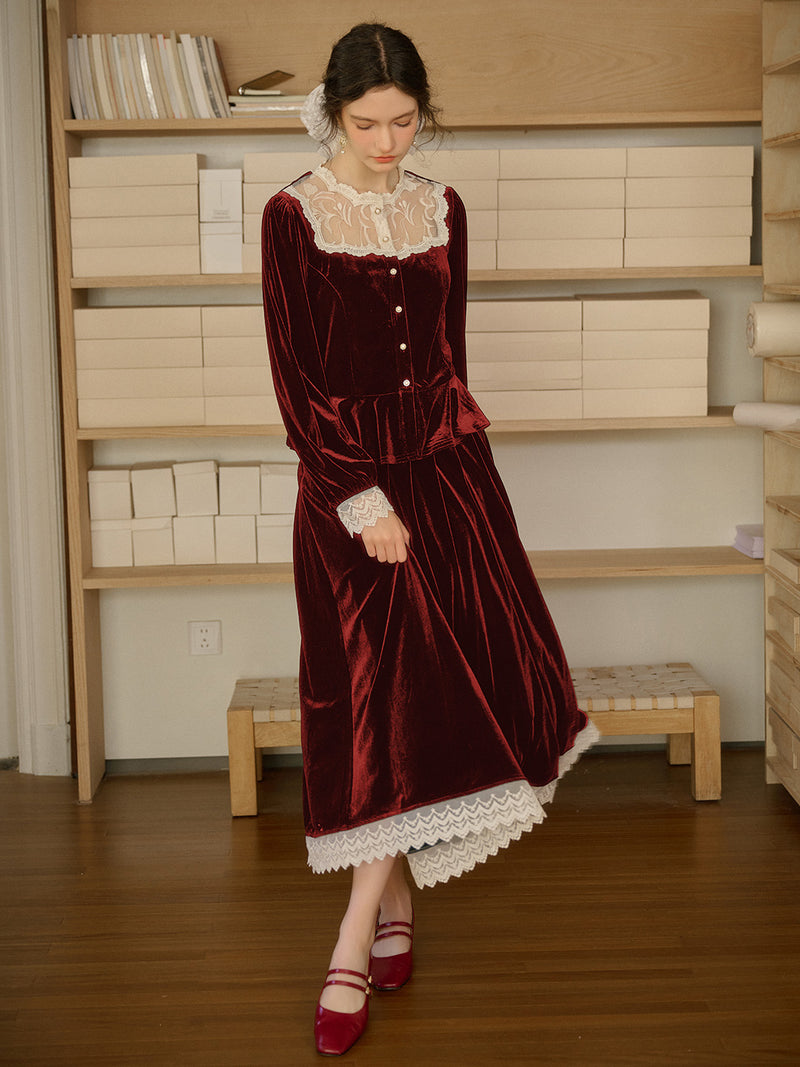 【Final Sale】Cynthia Elegant French Style Contrasting Lace Lapel Cuffs