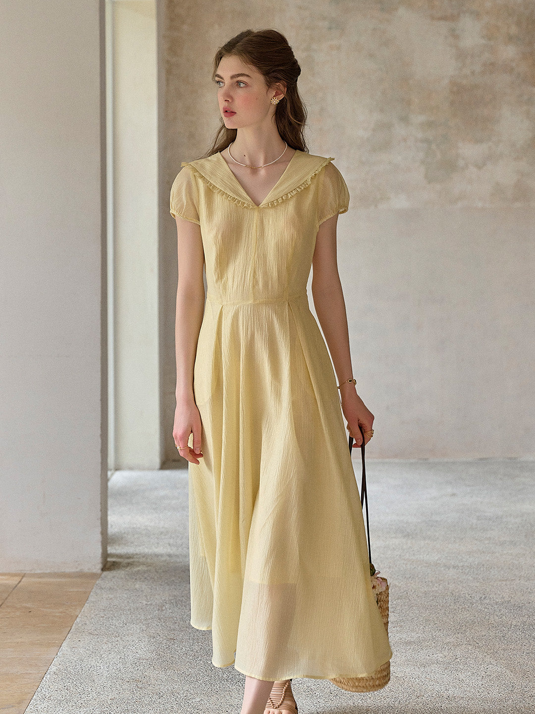 Caroline V-Neck Lace Lyocell Dress